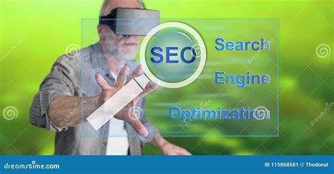 Man Touching A Seo Concept Stock Image Image Of Website 115868581