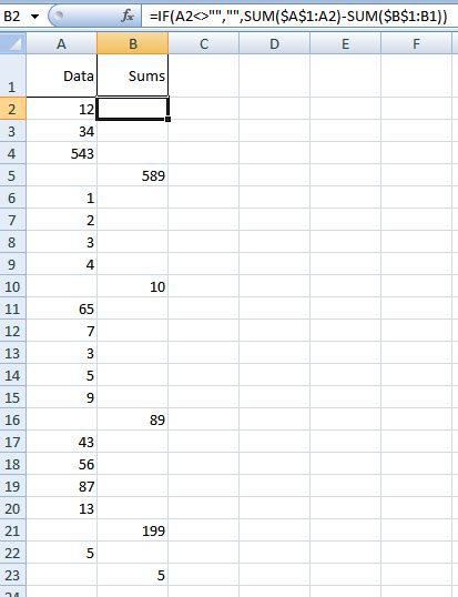 Microsoft Excel SUM Of All Numbers Until Another Formula Super User