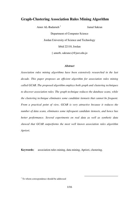 pdf graph clustering association rules mining algorithm
