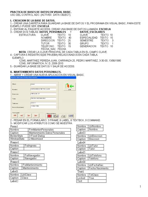 Practica De Bases De Datos En Visual Basic Pdf Programación De