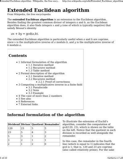 Extended Euclidean Algorithm Eigenlab