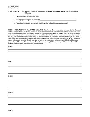 DBQ Worksheet Doc Template PdfFiller