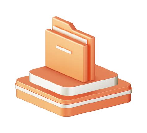 3d Illustration Icon Design Of Metallic Orange Computer Folder File With Square Podium 28537917 Png