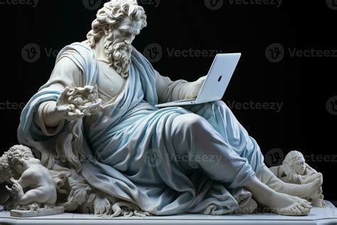 Greek Statue Of An Emperor With Carrying A Notebook At His Side Ai