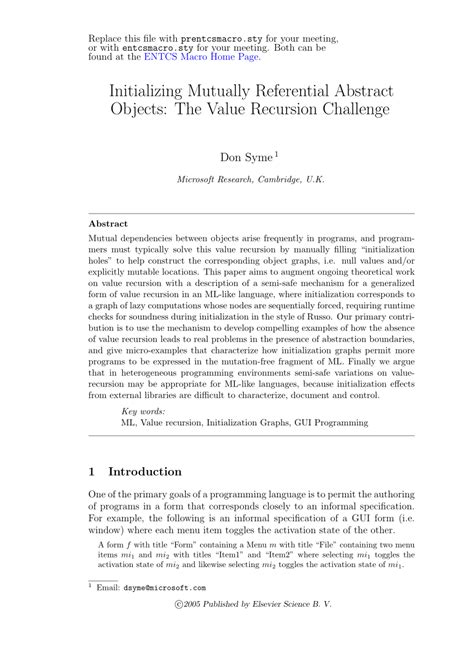 Pdf Initializing Mutually Referential Abstract Objects The Value