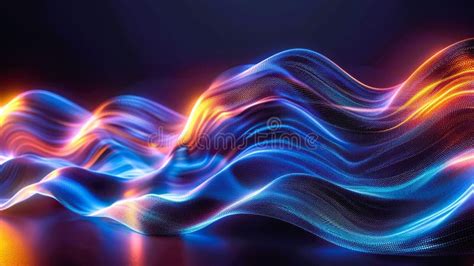 Abstract Glowing Waves In Blue And Orange Dynamic Flowing Digital Art Vibrant Futuristic