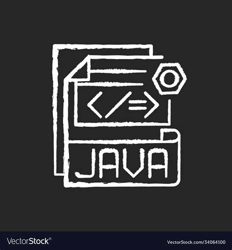 Java File Chalk White Icon On Black Background Vector Image