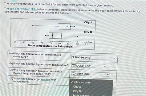 [answered] the noon temperatures in fahrenheit for two cities were kunduz