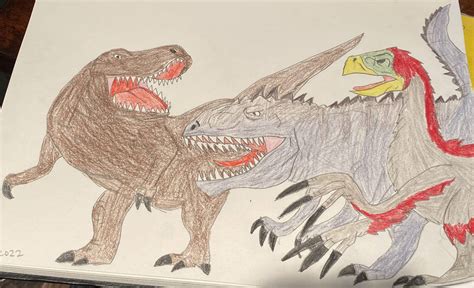 T Rex Vs Giganotosaurus Vs Therizinosaurus By Jurassicwarrior451 On