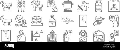 Eid Al Adha Line Icons Linear Set Quality Vector Line Set Such As