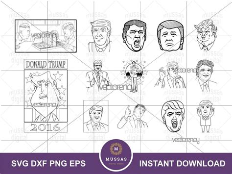 Donald Trump Svg Bundle Outline Trump Vector Trump Face Vectorency