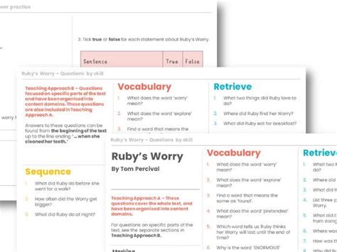 Reading Skills Ruby S Worry Teaching Resources