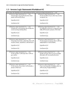 1 3 Logic Inverse Logic Statements By David Watson TPT