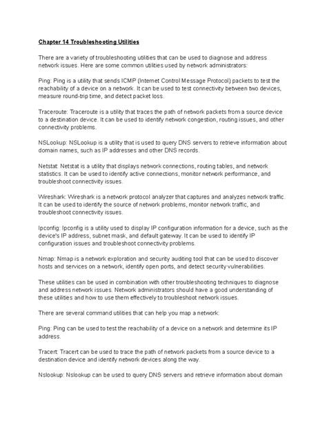 Chapter 14 Troubleshooting Utilities Chapter 14 Troubleshooting