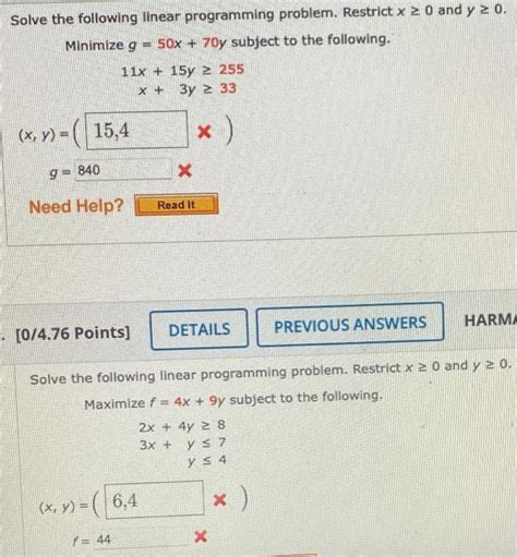 Solved Solve The Following Linear Programming Problem