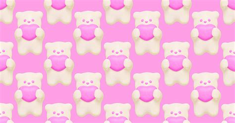 매끄러운 3d 렌더 패턴 기치 최소한의 디자인 테디 베어 쿠키 달콤한 사탕 가게 발렌타인 데이 생일 파티 개념 0명에 대한 스톡 사진 및 기타 이미지 Istock