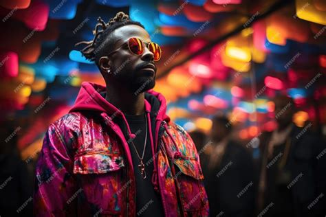 Neon Expression The Rapper Charisma In The Vanguard Of Contemporary Street Art Generative Ia