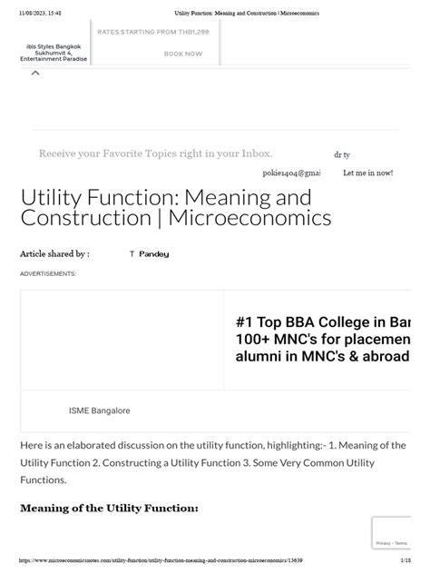 Utility Function Pdf Utility Microeconomics