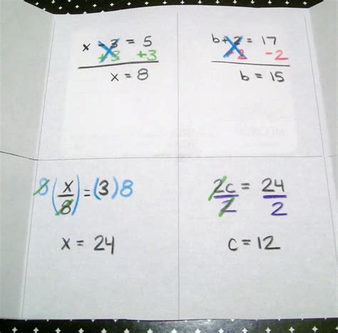 Solving One Step Equations Foldable Math Love