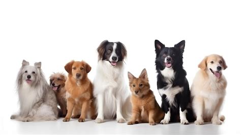 Premium Photo A Group Of Dogs Sit Together On A White Background