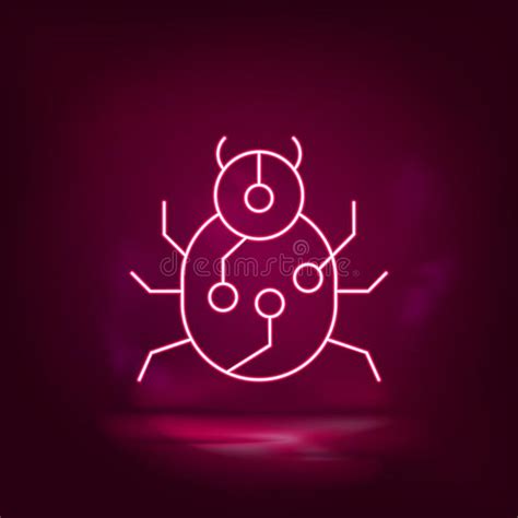 Virus Bug Neon Icon Vector Artificial Intelligence Stock Vector Illustration Of Internet