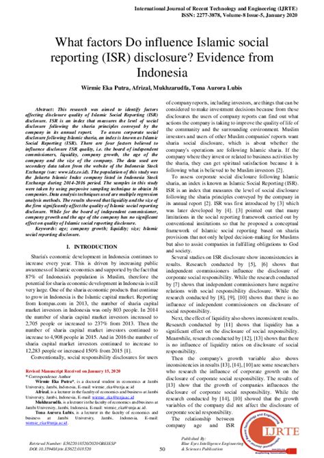 Pdf What Factors Do Influence Islamic Social Reporting Isr Disclosure Evidence From Indonesia