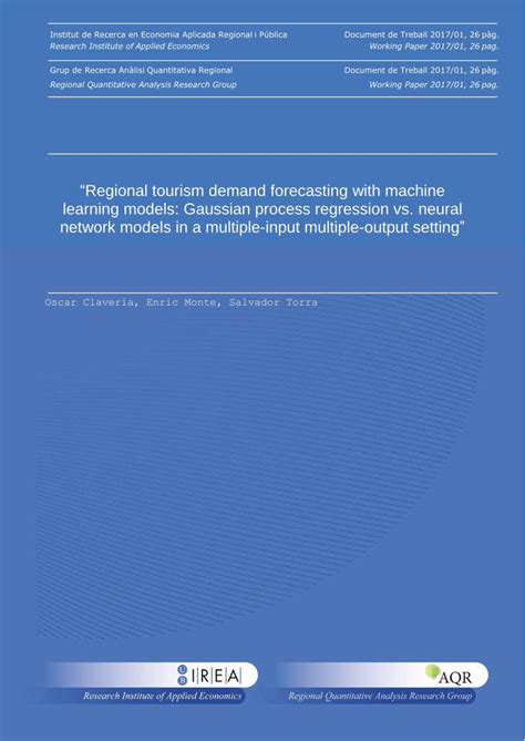 Pdf Regional Tourism Demand Forecasting With Machine Learning