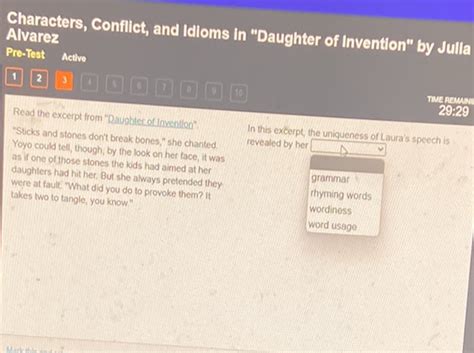 Characters Conflict And Idloms In Daughter Of Invention By Julla