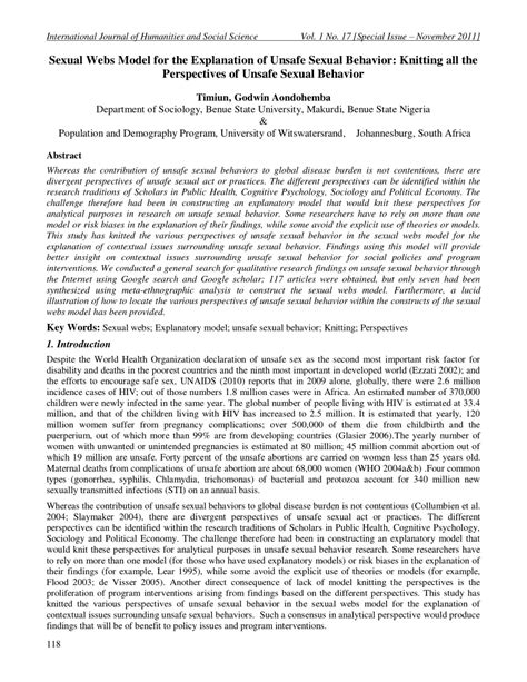 PDF Sexual Webs Model For The Explanation Of Unsafe Sexual Behavior Knitting All The