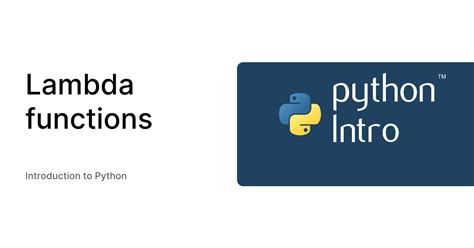 Lambda Functions Introduction To Python