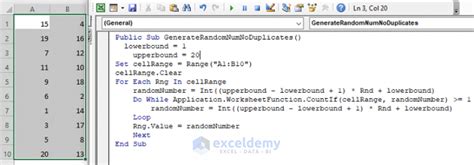 Excel VBA Random Number Generator With No Duplicates Examples