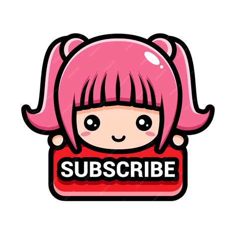 Premium Vector Cute Girl With Subscribe Button
