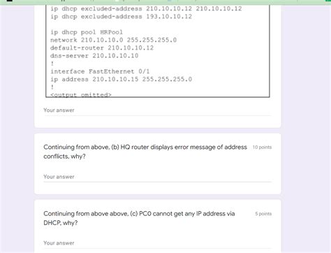 Solved Ip Dhcp Excluded Address 210101012 210101012 Ip