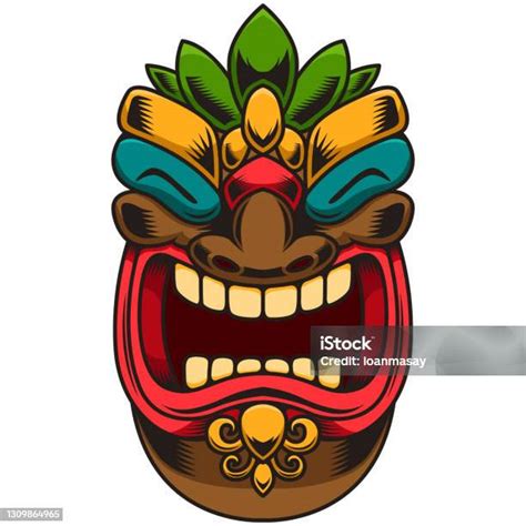 티키 아이돌의 일러스트 레이블 기호 포스터용 디자인 요소입니다 벡터 일러스트레이션 만화에 대한 스톡 벡터 아트 및 기타 이미지