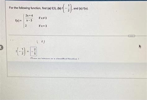 solved for the following function find a f 3 b f −21
