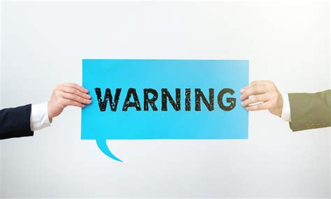 Text Showing Inspiration Warning Internet Concept Statement Or Event That Indicates A Possible