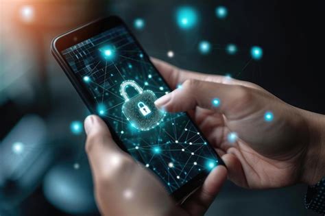 Premium Photo Man Protecting Network With Lock Icon On Smartphone