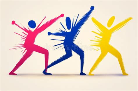 Colorful Abstract Silhouettes Of Dancing Figures In Dynamic Motion Against Warm Gradient