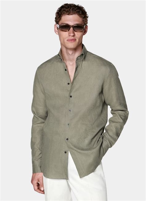 Chemise En Lin Vert In Pur Lin Suitsupply