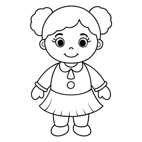 Toy Doll Clip Art Toy Doll Sitting In A Dress And In A Hat Outline