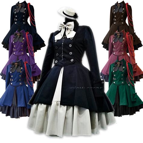 르네상스 여성용 빈티지 보우 러플 드레스 고딕 스타일 숙녀 로리타 드레스 우아한 긴 소매 티 파티 코스프레 가운 Aliexpress