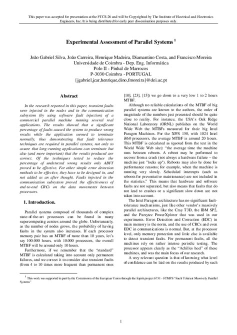 Pdf Experimental Assessment Of Parallel Systems