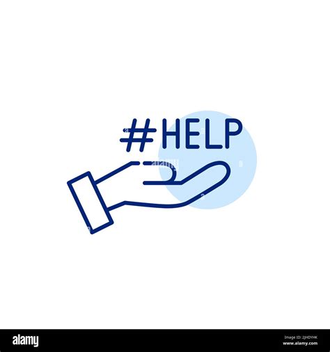 Hand Holding Word Help With Hashtag Pixel Perfect Editable Stroke Line Art Icon Stock Vector