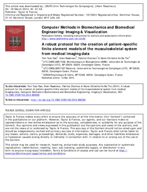 Pdf A Robust Protocol For The Creation Of Patient Specific Finite