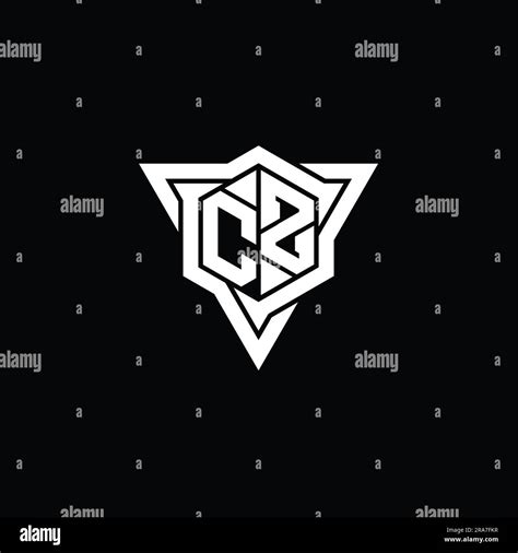 Cz Letter Logo Monogram Hexagon Shape With Triangle Outline Sharp Slice Style Design Template