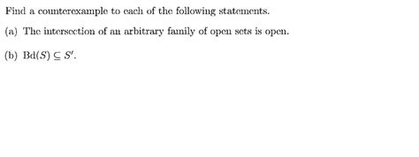 solved find a counterexample to each of the following