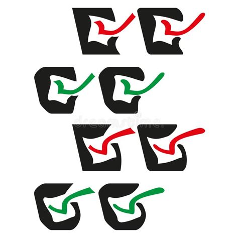 Checkbox Selection Icons Red Green Ticks Square Approve Signs Vector Marks Collection Stock