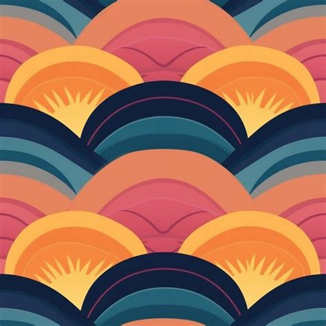 A Colorful Background With A Pattern Of Waves And Sun Generative Ai Premium Ai Generated Image