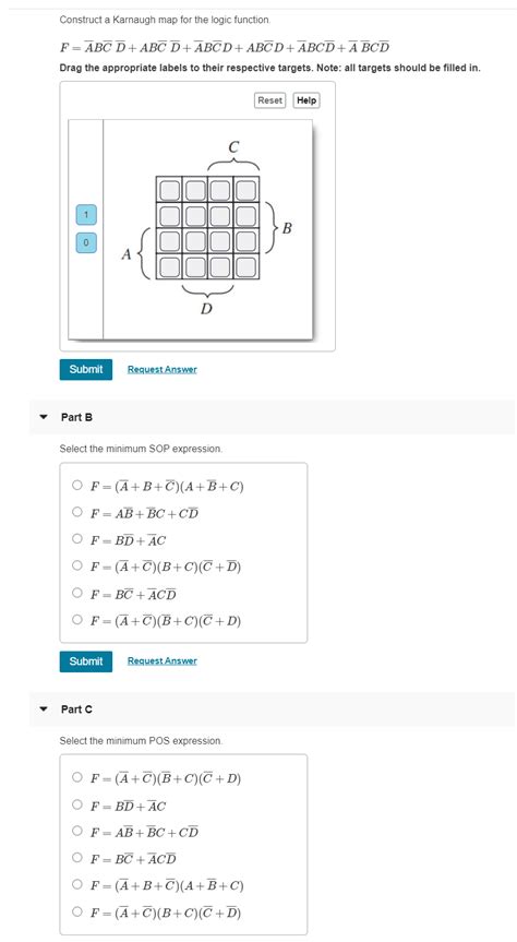 Solved Construct A Karnaugh Map For The Logic Function F