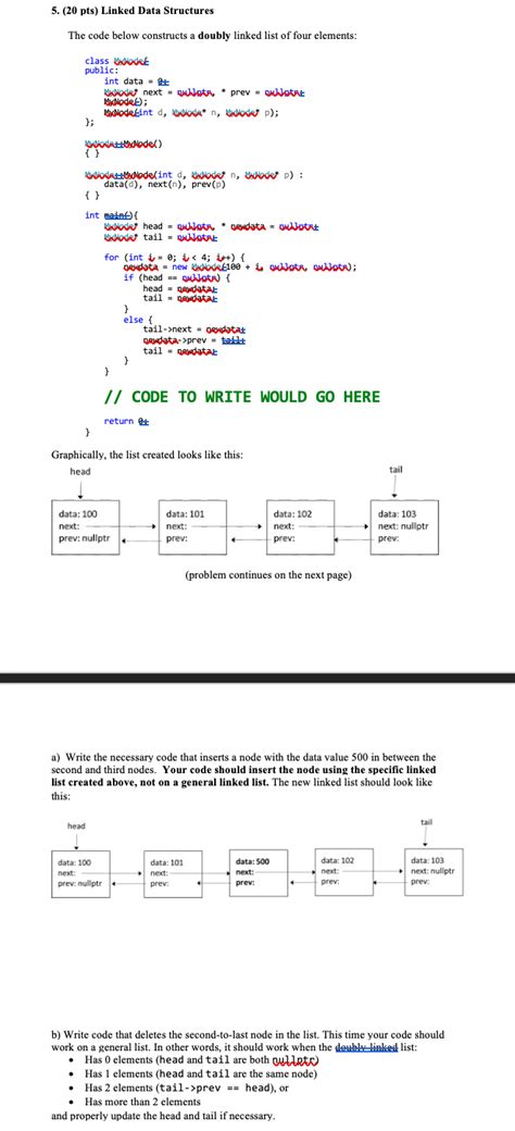 Pts Linked Data Structures The Code Below Chegg Com